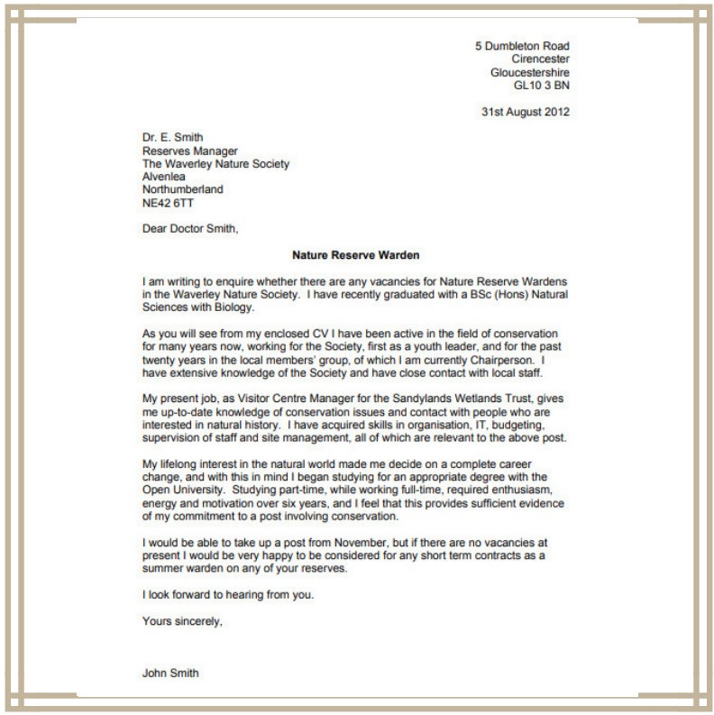 Speculative Cv Cover Letter Examples Sudansite
